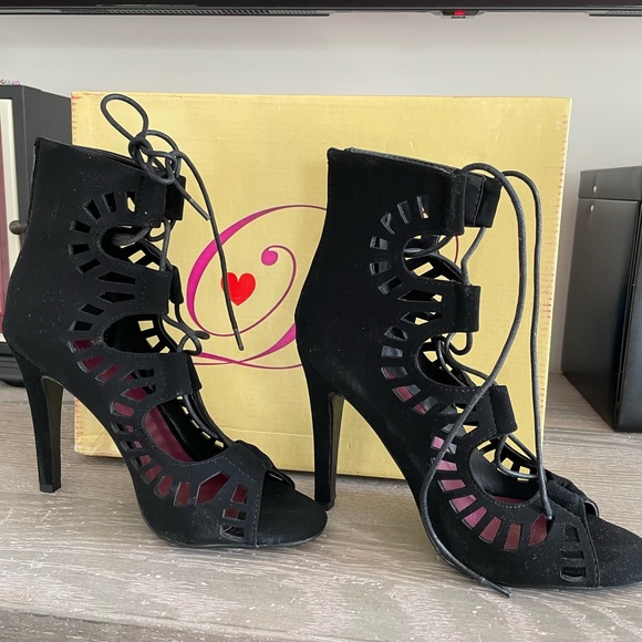 Delicious | Shoes | Brand New In Box Black Lace Up Stilettos | Poshmark